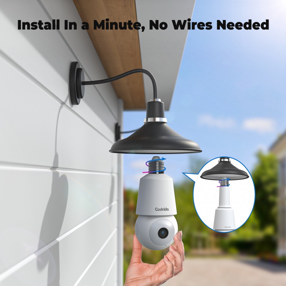 Codnida Security-Camera-Outdoor,Light Bulb Security Camera Wireless ...